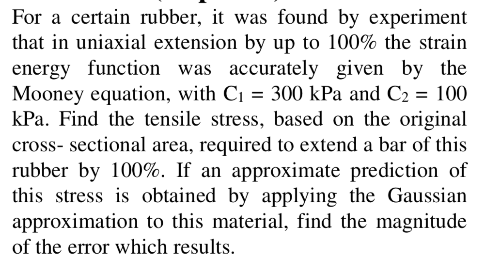 Solved For a certain rubber, it was found by experiment that | Chegg.com