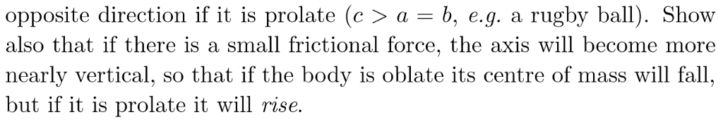 Solved *A rigid body of spheroidal shape, spinning rapidly | Chegg.com