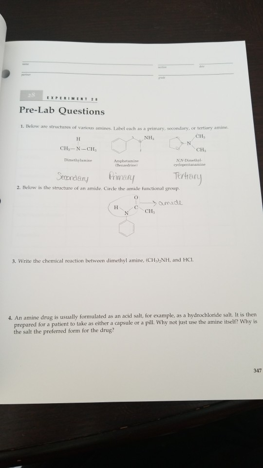 Solved EXPERIMENT 23 Pre-Lab Questions 1. Below are | Chegg.com