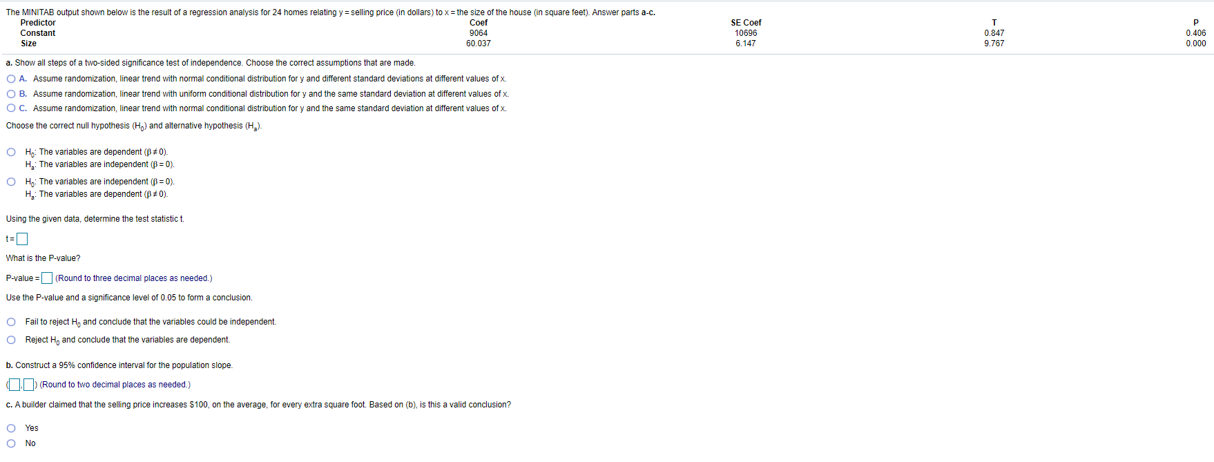 Solved The MINITAB output shown below is the result of a | Chegg.com