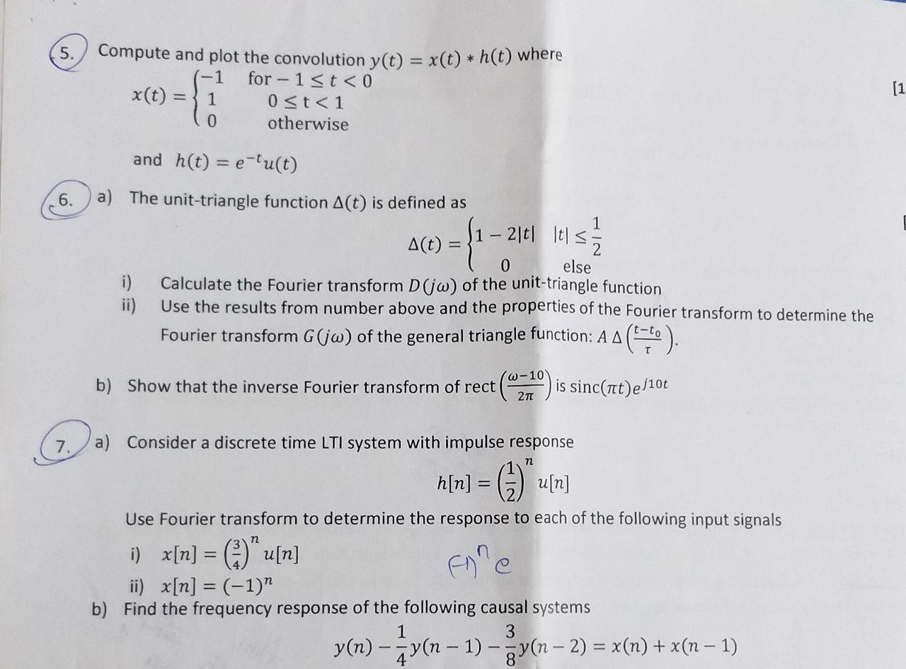 Solved 5. Compute and plot the convolution y(t) = x(t) for | Chegg.com