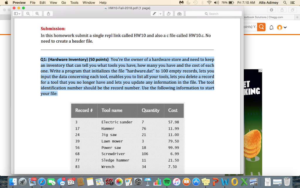 Solved Preview File Edit View Go Tools Window Help @ 19 % . | Chegg.com