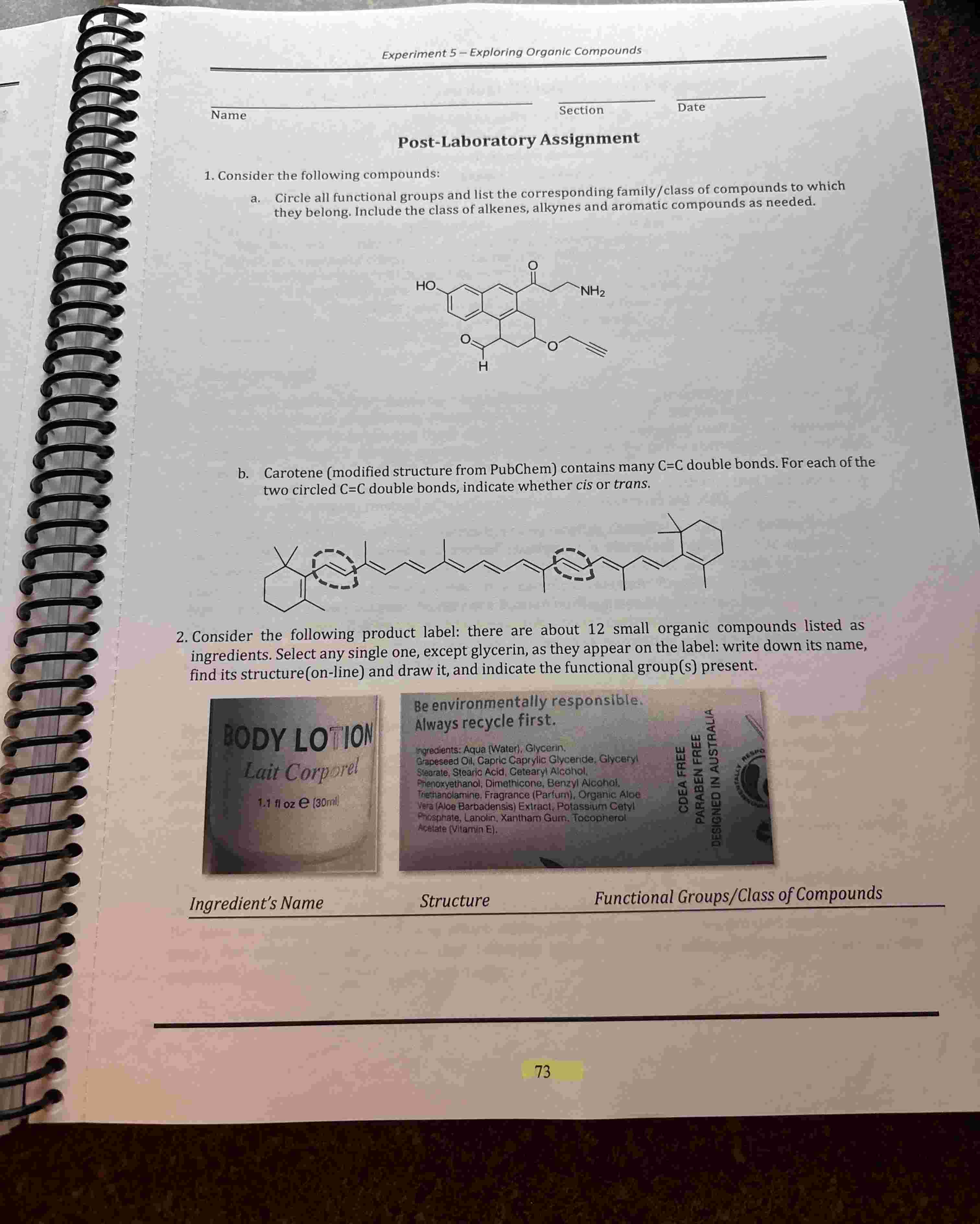 Solved Post-Laboratory Assignment 1. ﻿Consider the following | Chegg.com