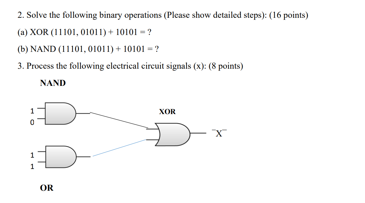 Solved 2. Solve the following binary operations (Please show | Chegg.com