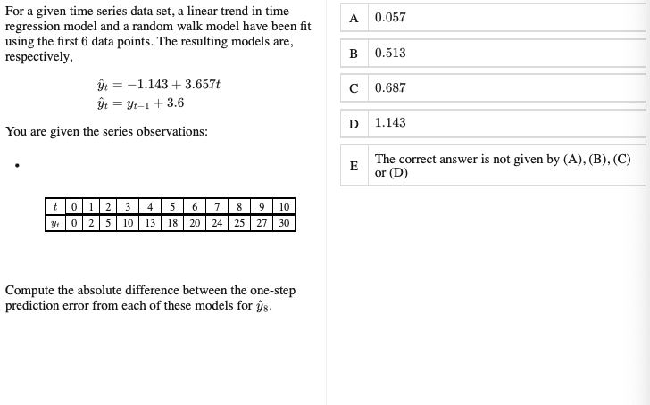 Solved For a given time series data set, a linear trend in | Chegg.com
