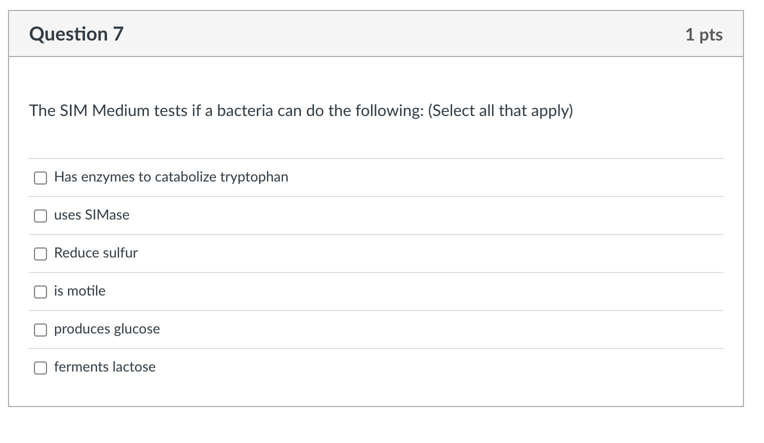 Solved The SIM Medium tests if a bacteria can do the | Chegg.com