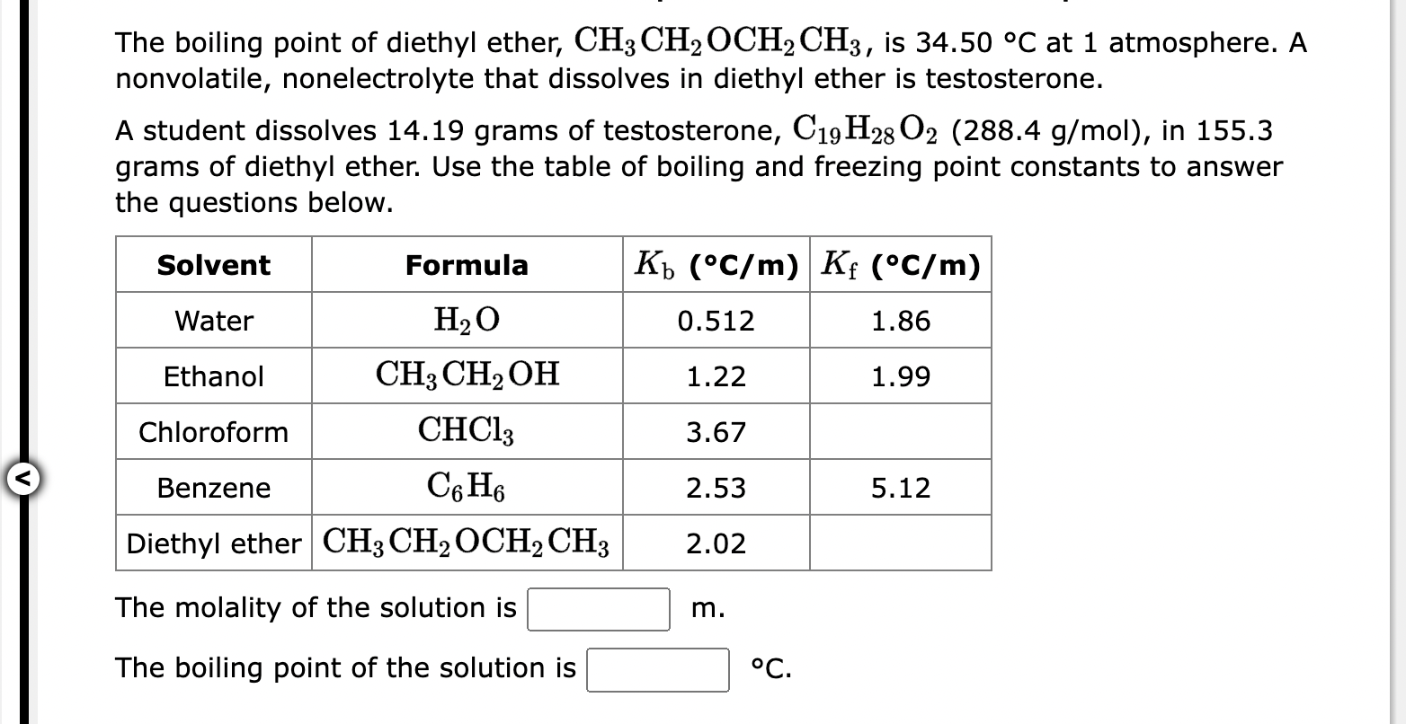 Solved The boiling point of diethyl ether, CH3CH2OCH2CH3, is | Chegg.com