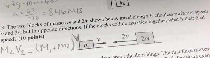 Solved L3y-10 3. The two blocks of masses m and 2m shown | Chegg.com