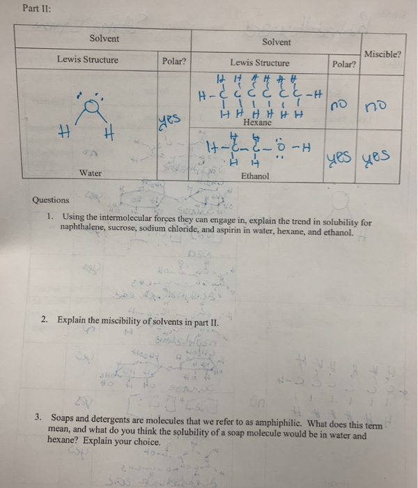 Solved Part II: Solvent Solvent Miscible? Lewis Structure | Chegg.com