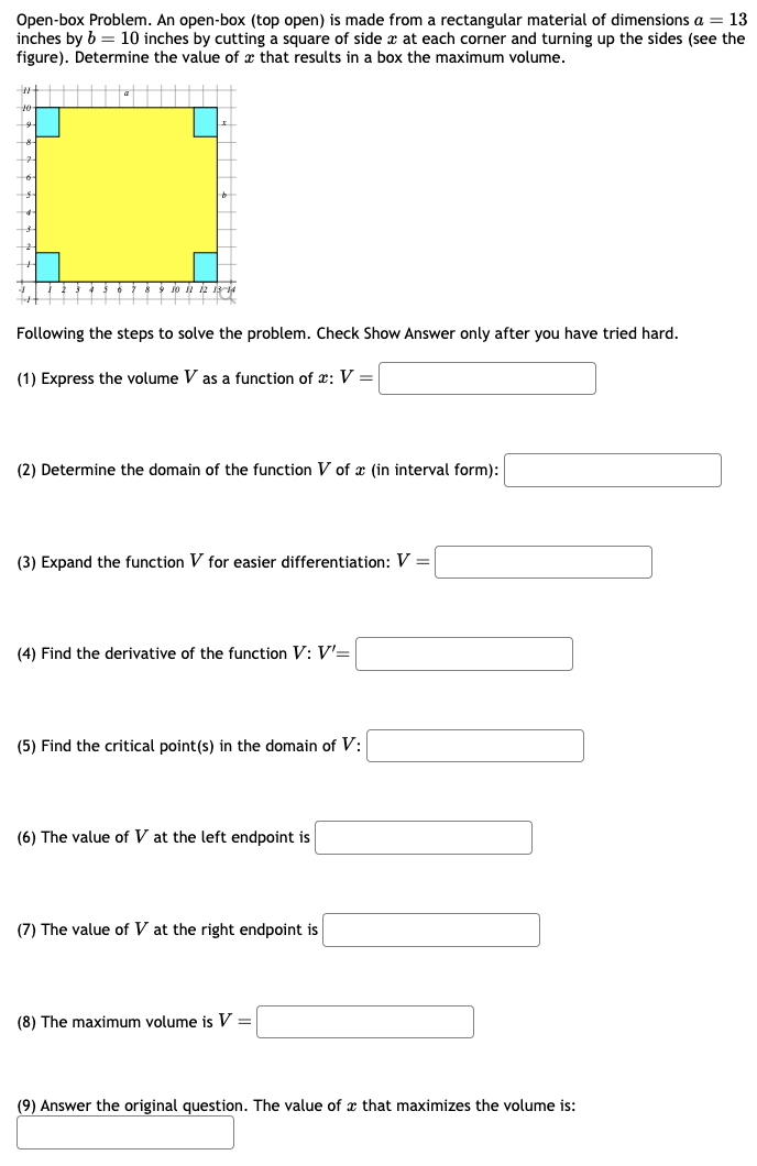 Solved Open-box Problem. An open-box (top open) is made from | Chegg.com