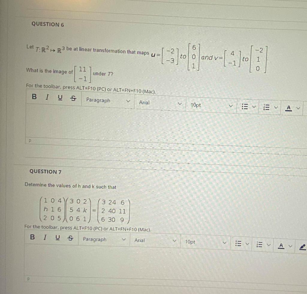 Solved QUESTION 6 Let T:R? R3 be at linear transformation | Chegg.com