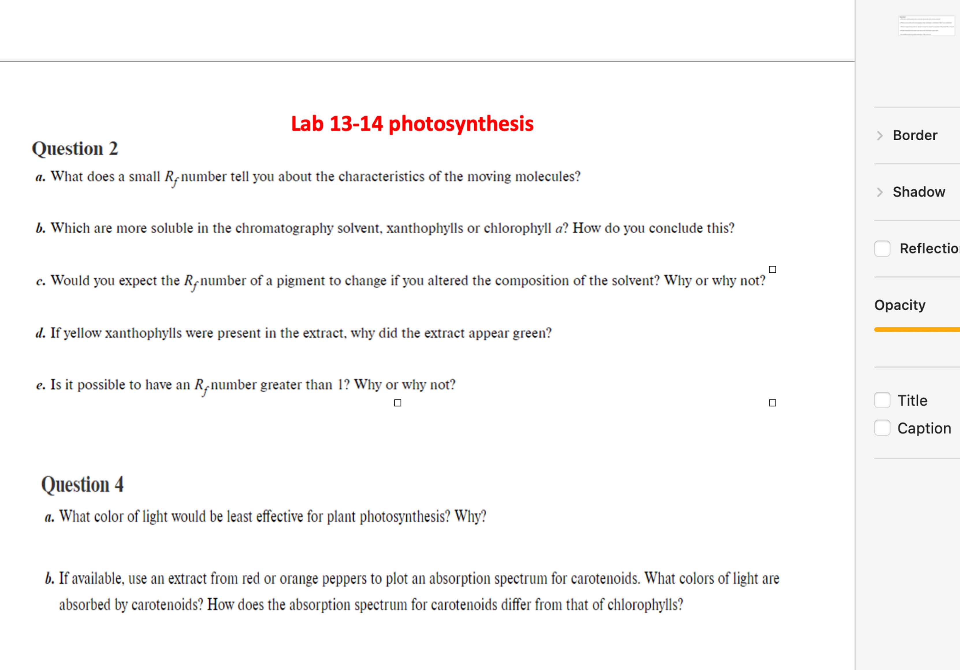 Solved Lab 13-14 ﻿photosynthesisQuestion | Chegg.com