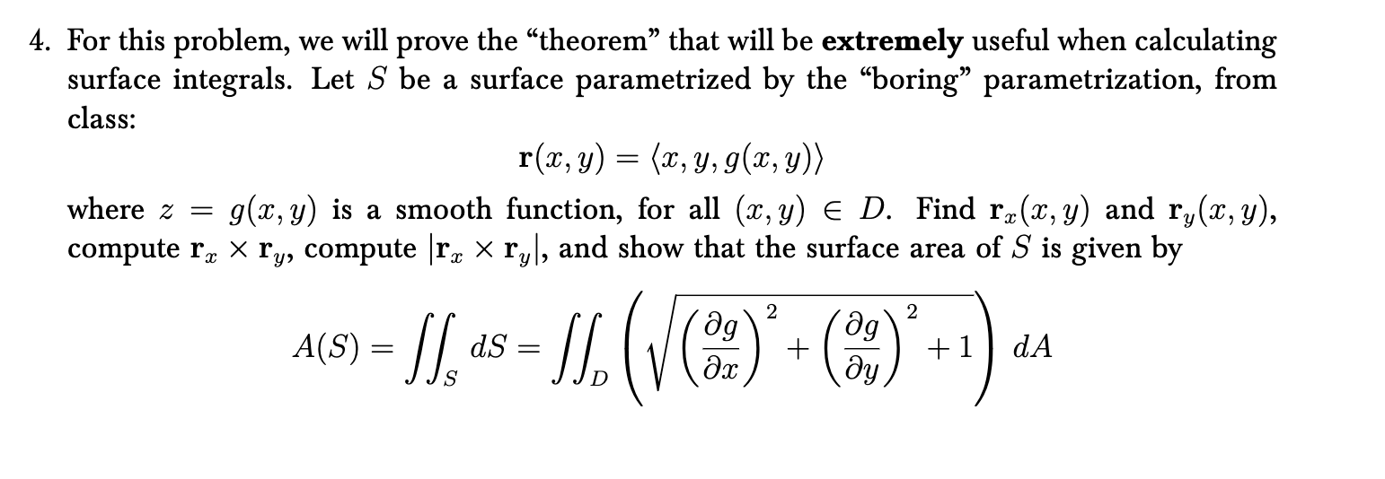 PROVE THE THEOREM, SHOW THAT THE SURFACE AREA IS | Chegg.com