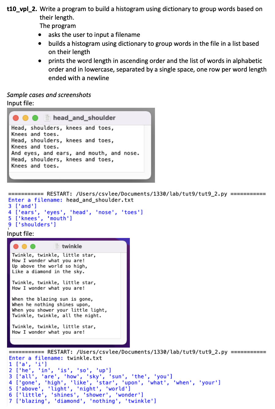 Solved t10_vpl_2. Write a program to build a histogram using | Chegg.com