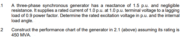 Solved A three-phase synchronous generator has a reactance | Chegg.com