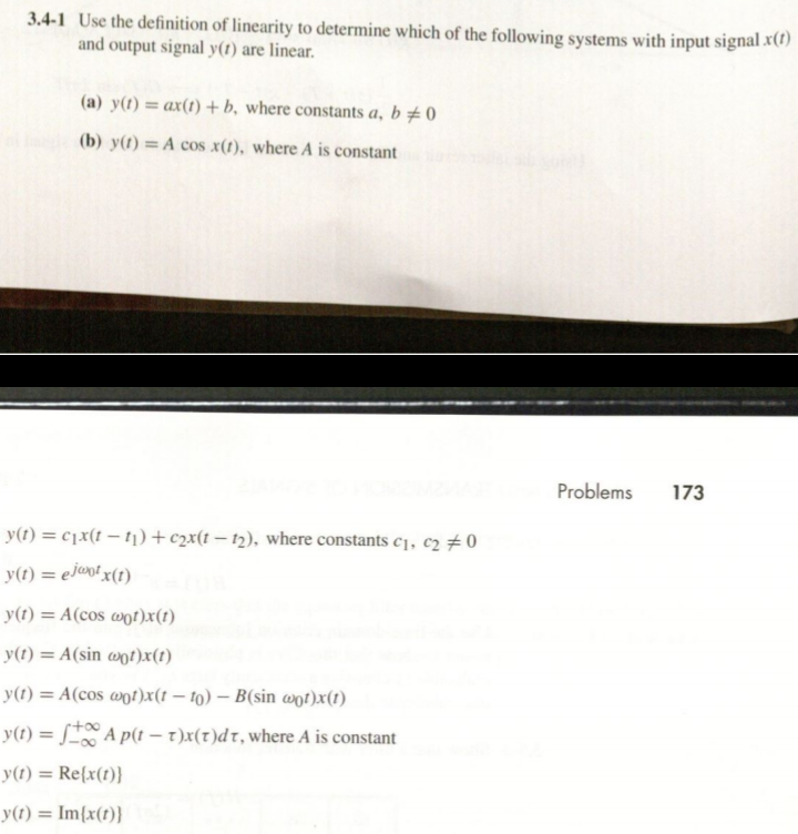 Solved 3.4.1 Use the definition of linearity to determine | Chegg.com