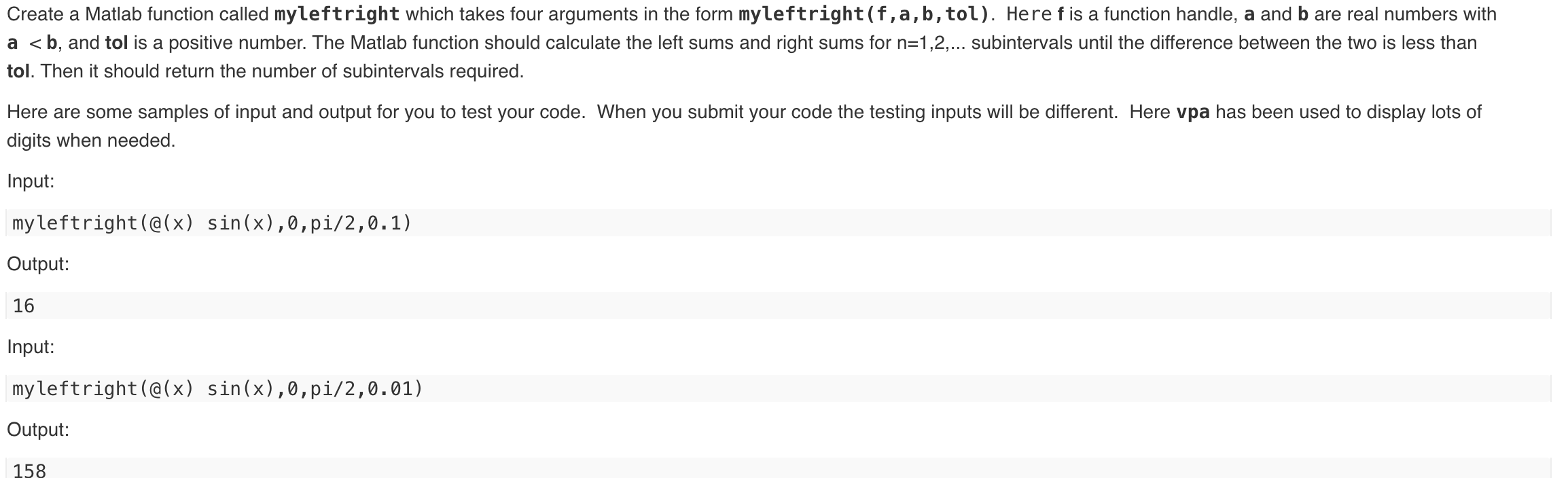Solved Create A Matlab Function Called Myleftright Which