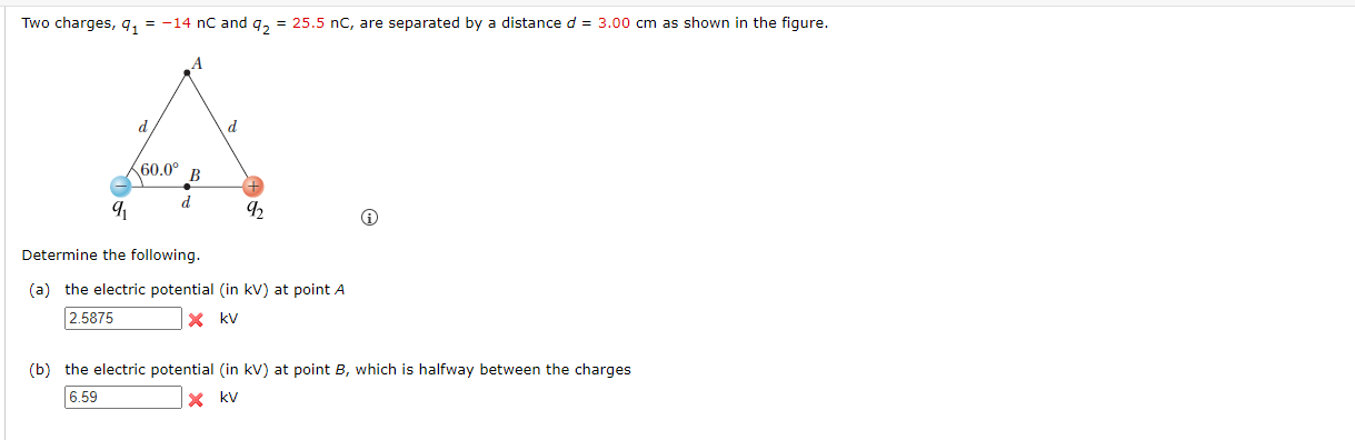 Solved Two charges, q1=−14nC and q2=25.5nC, are separated by | Chegg.com