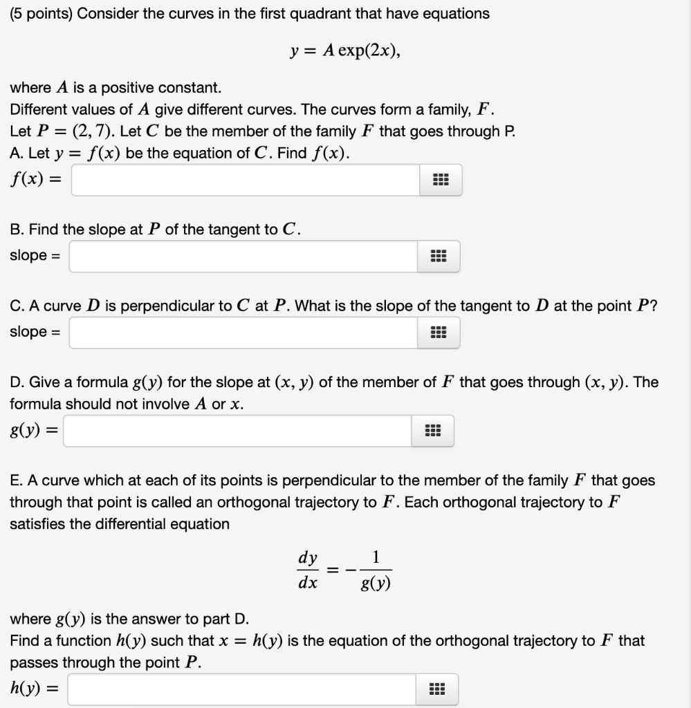 Solved (5 points) Consider the curves in the first quadrant | Chegg.com