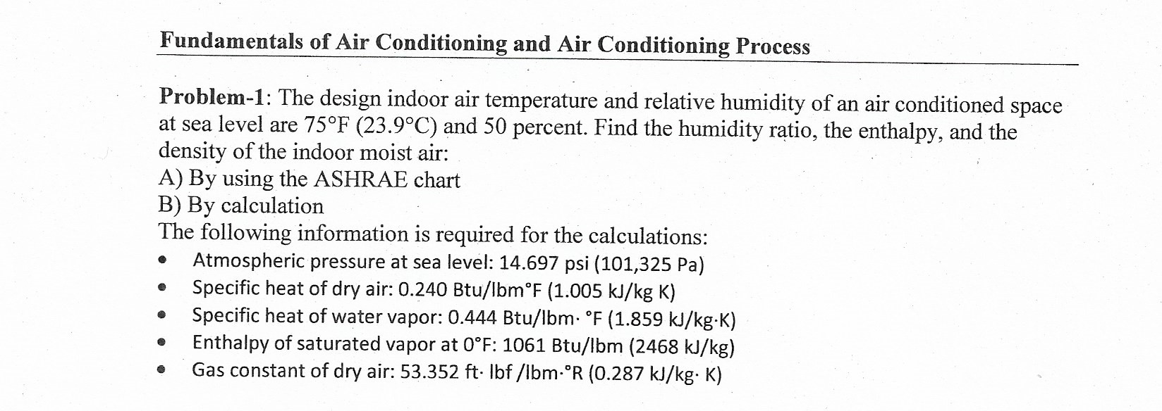 Solved Fundamentals of Air Conditioning and Air Conditioning | Chegg.com