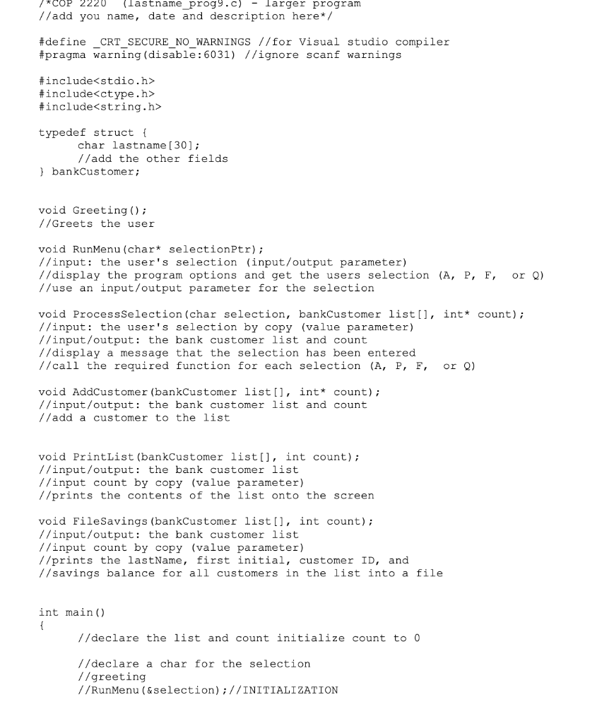 Solved please help complete this code To compile, build, | Chegg.com