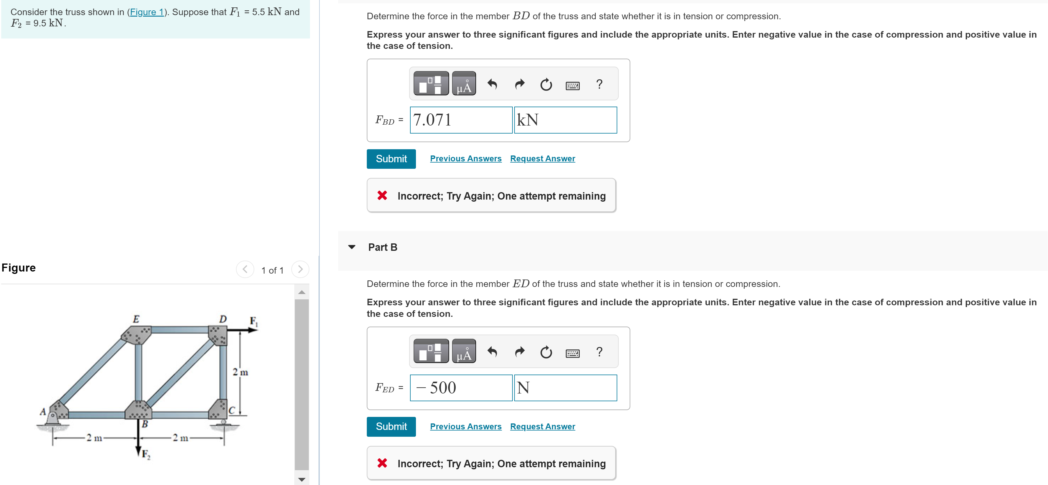 Solved Consider the truss shown in (Figure 1). ﻿Suppose that | Chegg.com