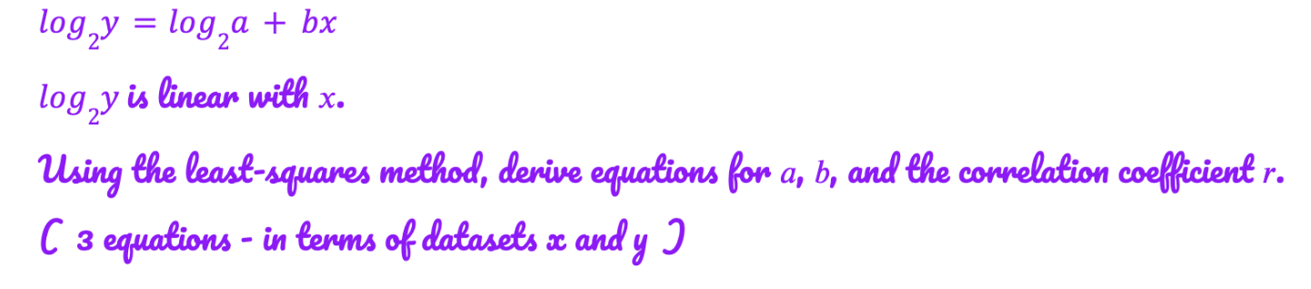 Solved = log2y = log, a + bx log,y is linear with x. Using | Chegg.com