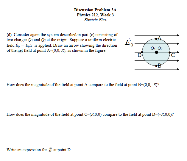 Solved Discussion Problem 3A Physics 212, Week 3 Electric | Chegg.com