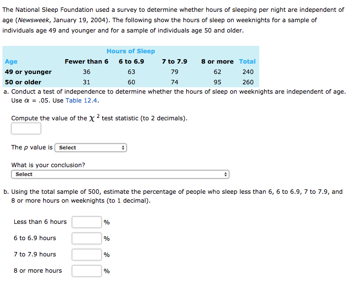 Solved The National Sleep Foundation used a survey to | Chegg.com