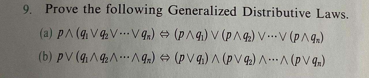 Solved 9. Prove the following Generalized Distributive Laws. | Chegg.com