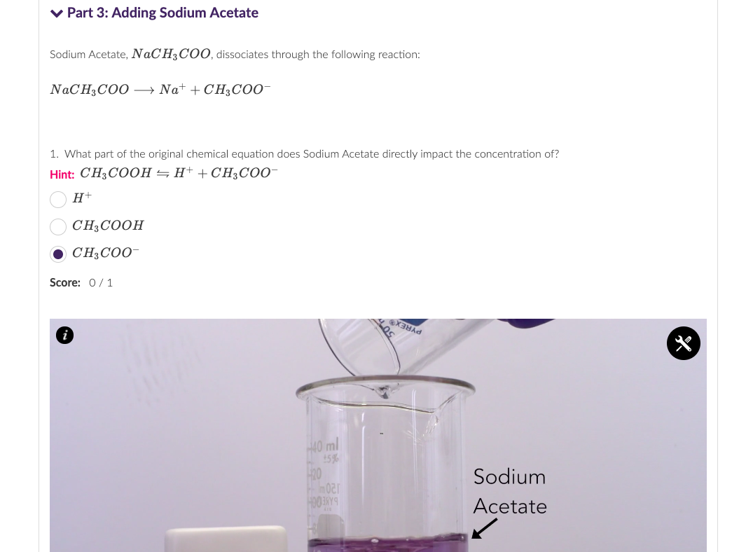 Solved v Part 3: Adding Sodium Acetate Sodium Acetate, | Chegg.com