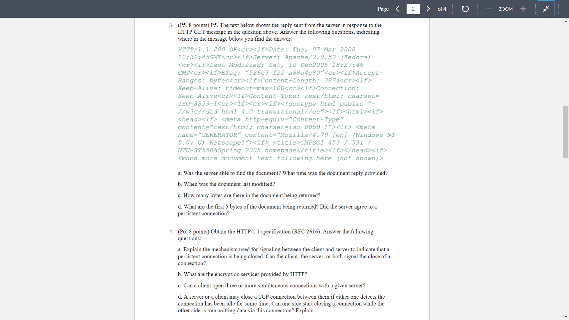 Solved 1. (P1. 5 points) True or false? a. A user requests a | Chegg.com