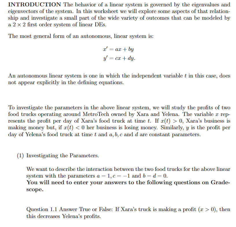Solved INTRODUCTION The behavior of a linear system is | Chegg.com