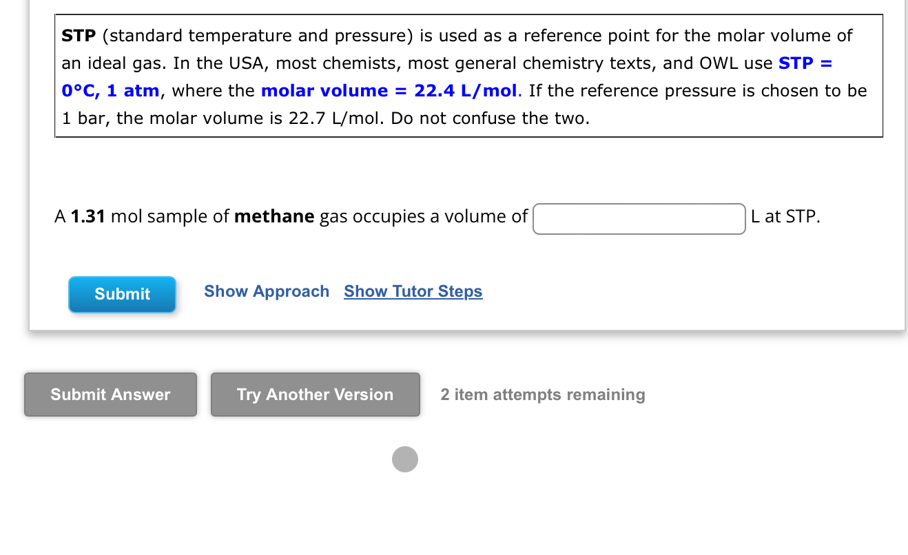Solved STP (standard temperature and pressure) is used as a | Chegg.com