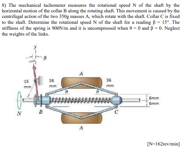 Solved 8) The mechanical tachometer measures the rotational | Chegg.com