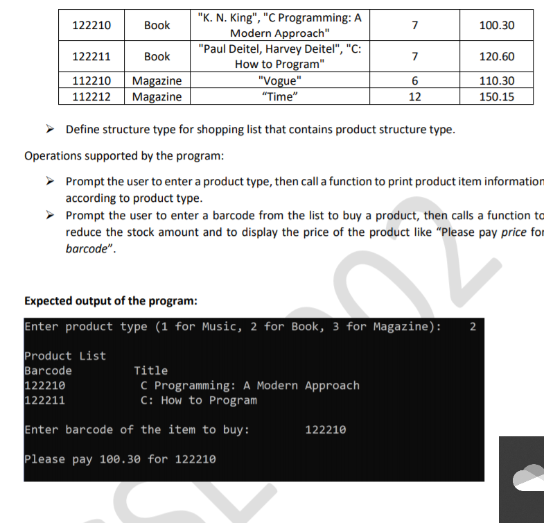 Solved Write a program that lists the products to buy. | Chegg.com