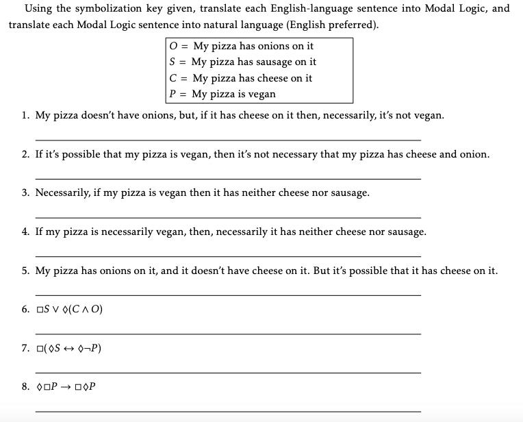 Solved Using the symbolization key given, translate each | Chegg.com