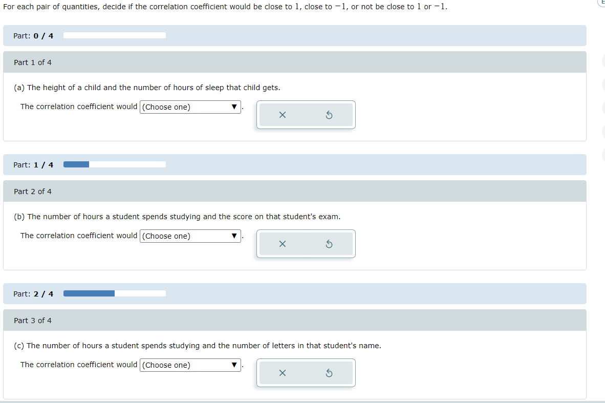 Solved For each pair of quantities, decide if the | Chegg.com