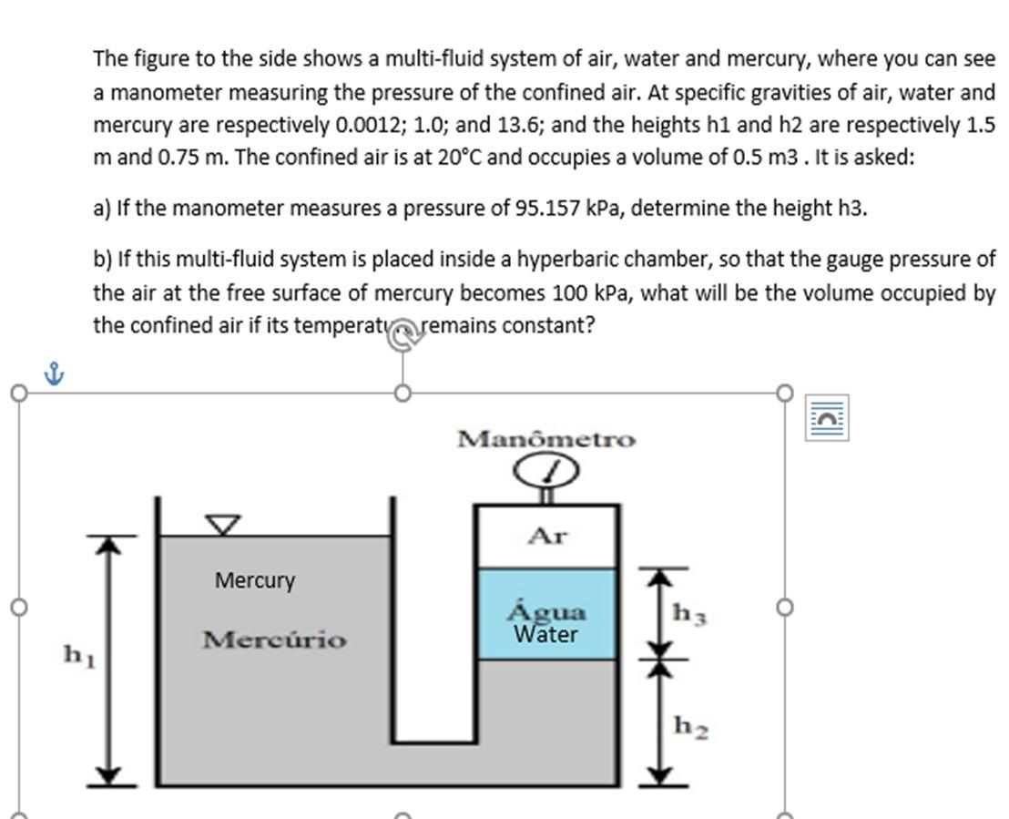 Solved The figure to the side shows a multi-fluid system of | Chegg.com