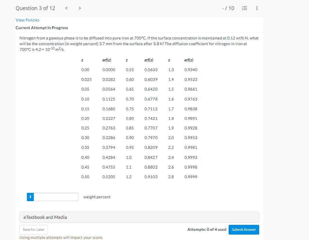 Solved Nitrogen from a gaseous phase is to be diffused into | Chegg.com