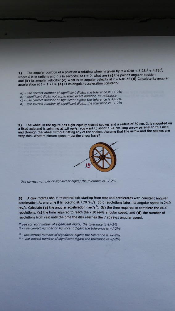 Solved 1) The angular position of a point on a rotating | Chegg.com
