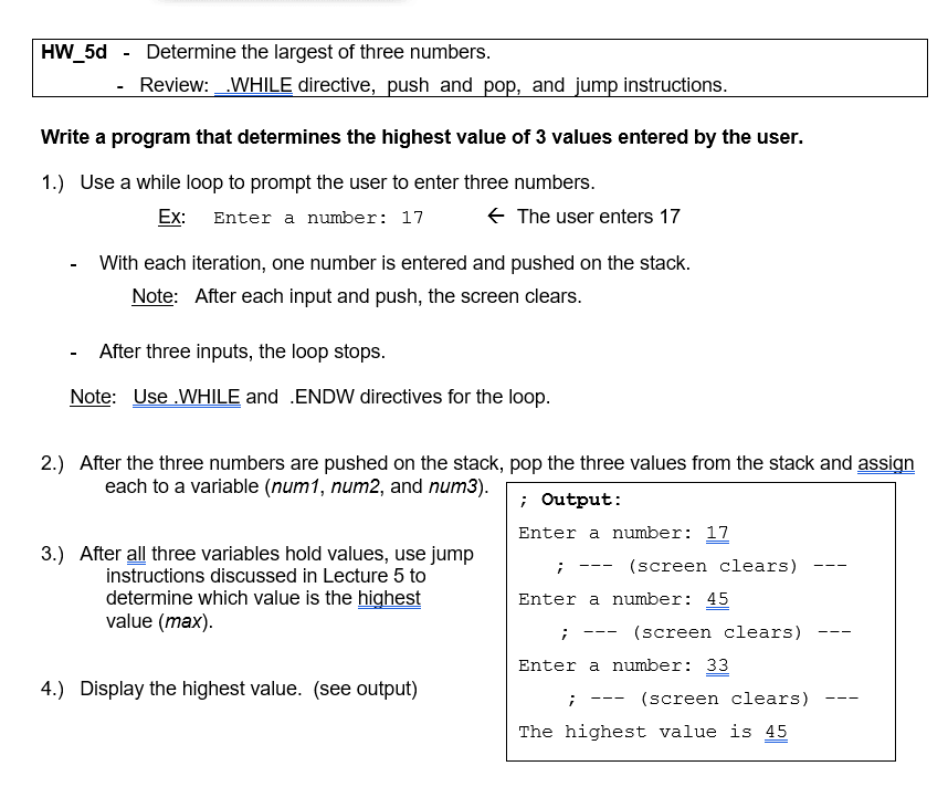 Solved HW_5d - Determine the largest of three numbers. | Chegg.com