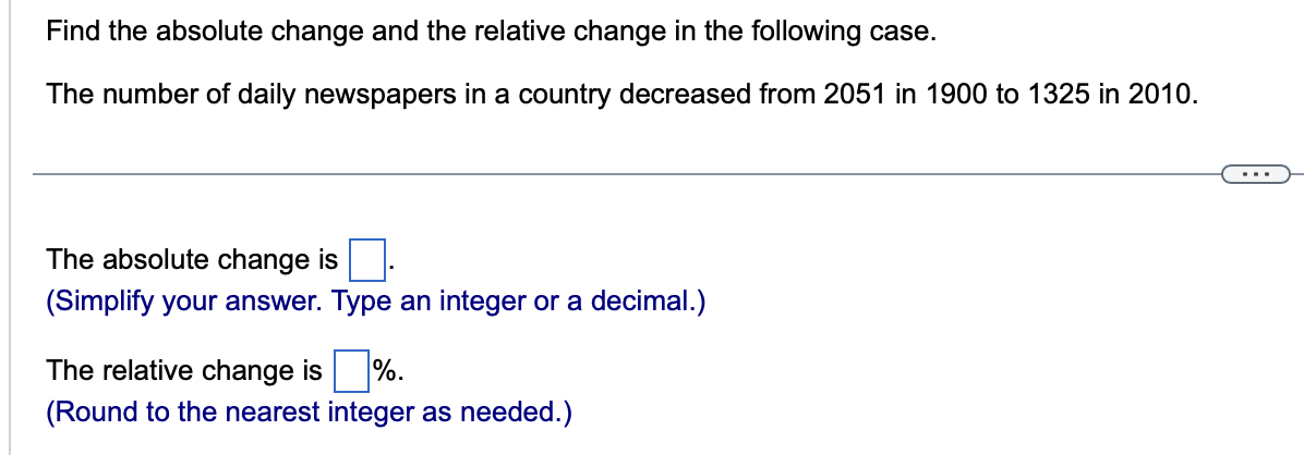 Solved Find the absolute change and the relative change in | Chegg.com