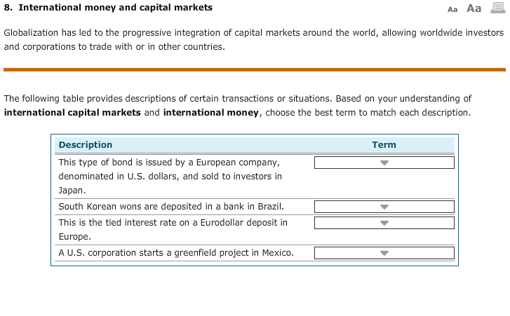 Solved Drop down options: 1. yankee bond or Eurobond 2. | Chegg.com