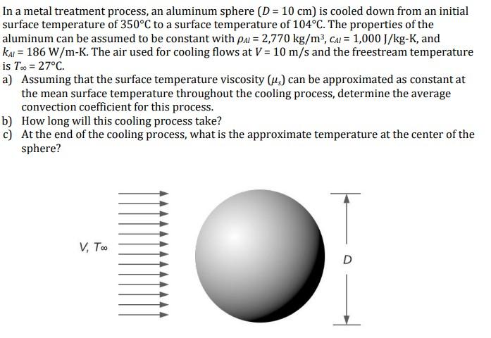 Solved In a metal treatment process, an aluminum sphere | Chegg.com