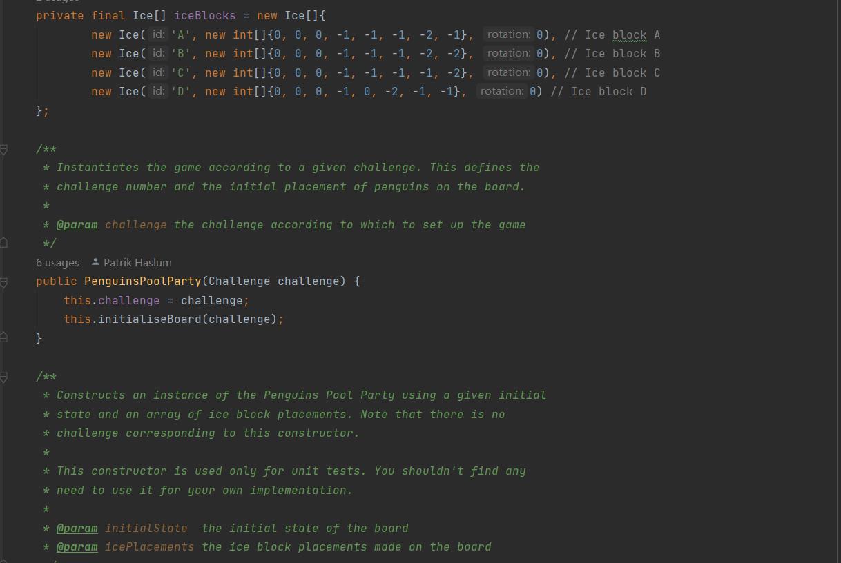 ublic class PenguinsPoolParty \{ // The game board | Chegg.com
