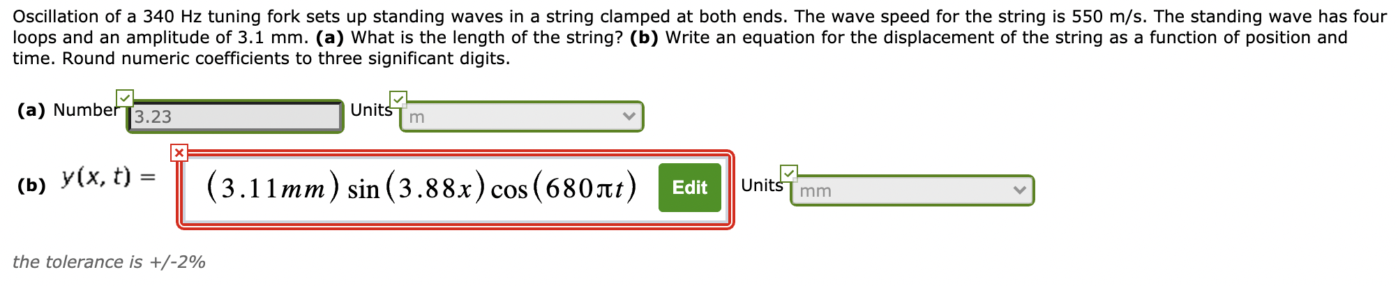 Solved Oscillation of a 340 Hz tuning fork sets up standing | Chegg.com