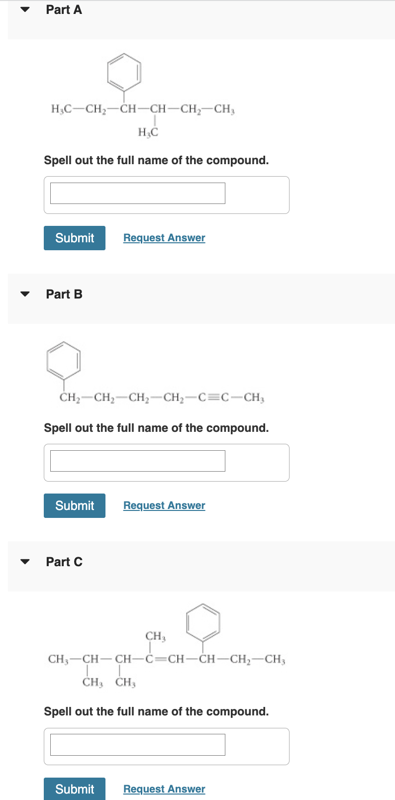 Solved Name each of the following compounds in which the | Chegg.com