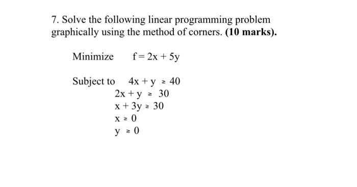 Solved 7. Solve the following linear programming problem | Chegg.com