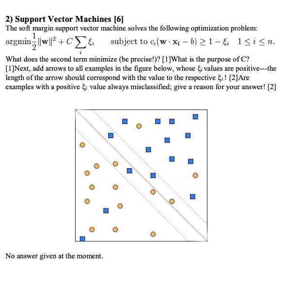 Solved Support Vector Machines [6]The soft margin support | Chegg.com